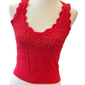 Mango | Tops | Mng Mango Crotchet Scalloped V Neckline Cropped Ribbed ...
